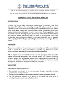 CORPORATE SOCIAL RESPONSIBILITY POLICY | Paul Merchants