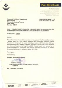 Cover letter alng with publications | Paul Merchants